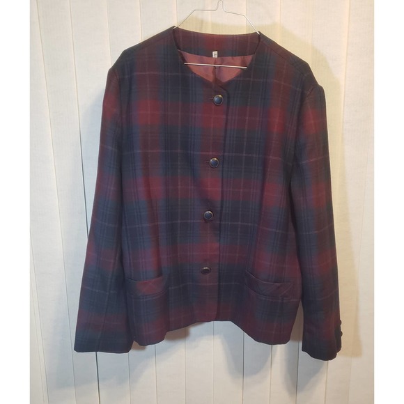 The Edinburgh | Jackets & Coats | The Edinburgh Pure New Wool 2 Red Multicolored Vintage Jacket ...